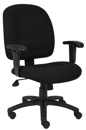 Boss Office Products Fabric Task Chair with Adjustable Arms in Black