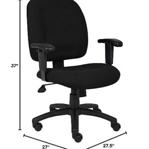 Boss Office Products Fabric Task Chair with Adjustable Arms in Black