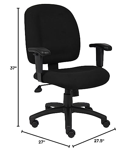 Boss Office Products Fabric Task Chair with Adjustable Arms in Black