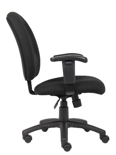 Boss Office Products Fabric Task Chair with Adjustable Arms in Black