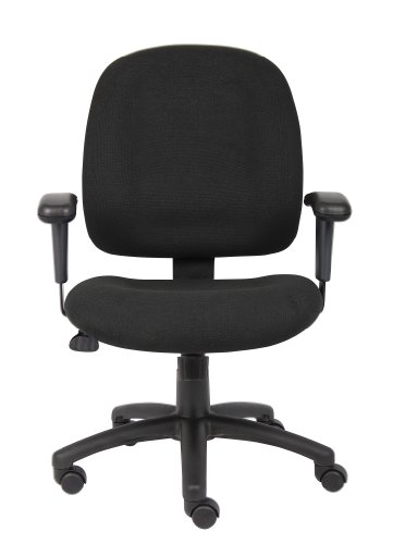 Boss Office Products Fabric Task Chair with Adjustable Arms in Black