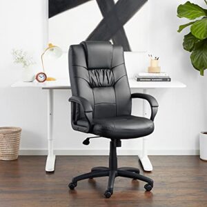 Boss Office Products Executive High Back LeatherPlus Chair in Black