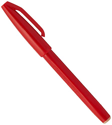 Pentel Sign Pen Stick Porous Point Pen, Fine Point, Red Barrel, Red Ink 12-Count (S520-B)