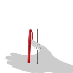 Pentel Sign Pen Stick Porous Point Pen, Fine Point, Red Barrel, Red Ink 12-Count (S520-B)