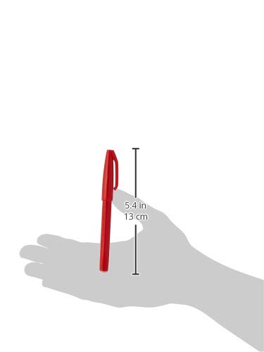 Pentel Sign Pen Stick Porous Point Pen, Fine Point, Red Barrel, Red Ink 12-Count (S520-B)