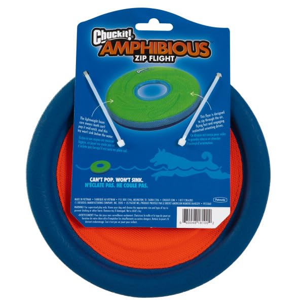 ChuckIt! Zipflight Flyer Dog Frisbee & Dog Toy that Floats; Gentle On Dog's Teeth and Gums; Medium