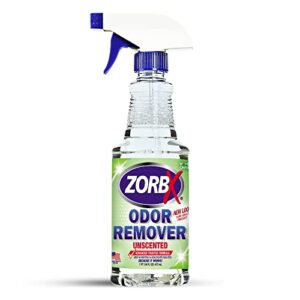 zorbx unscented odor eliminator for strong odor - used in hospitals & healthcare facilities | advanced trusted formula, fast-acting odor remover spray for dog, cat, house & carpet (16 oz.)