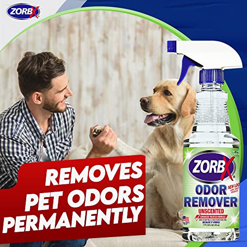 ZORBX Unscented Odor Eliminator for Strong Odor - Used in Hospitals & Healthcare Facilities | Advanced Trusted Formula, Fast-Acting Odor Remover Spray for Dog, Cat, House & Carpet (16 Oz.)