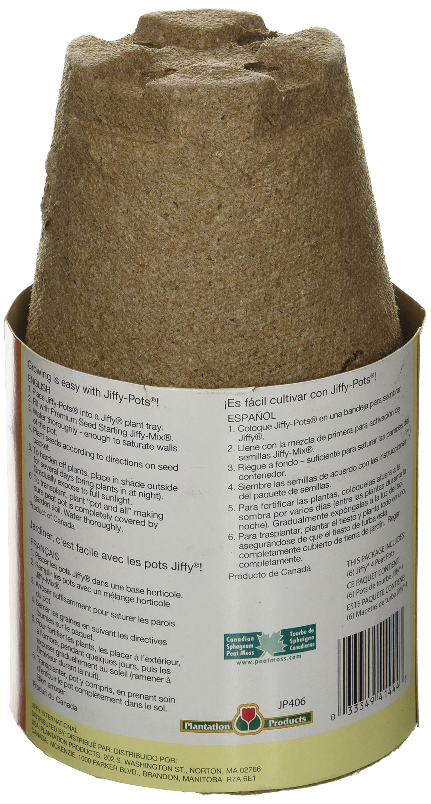 Jiffy-PotsOrganic Seed Starting 4" Biodegradable Peat Pots, 6 Pack