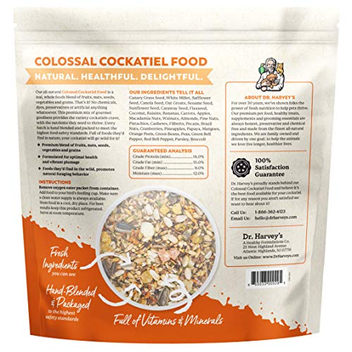 Dr. Harvey's Colossal Cockatiel Blend, All Natural Daily Food for Cockatiels (4 pounds)