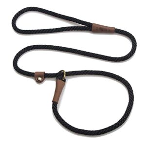 mendota pet slip leash - dog lead and collar combo - made in the usa - black, 3/8 in x 6 ft - for small/medium breeds