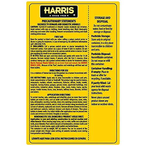 Harris Roach Tablets, Boric Acid Roach Killer with Lure for Insects (4oz, 96 Tablets)