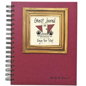 Journals Unlimited "Write it Down!" Series Guided Journal, Guest Journal, Enjoy Your Stay!, with a Cranberry Hard Cover, Made of Recycled Materials, 7.5"x 9"