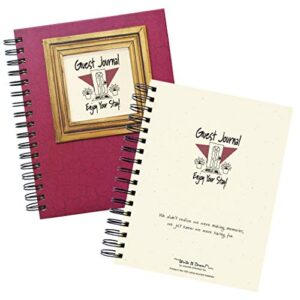 Journals Unlimited "Write it Down!" Series Guided Journal, Guest Journal, Enjoy Your Stay!, with a Cranberry Hard Cover, Made of Recycled Materials, 7.5"x 9"