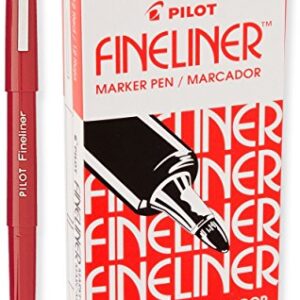 PILOT Fineliner Marker Pens, Fine Point, Red Ink, 12-Pack (11015)