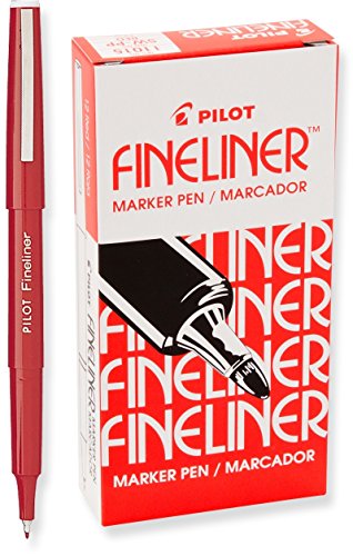 PILOT Fineliner Marker Pens, Fine Point, Red Ink, 12-Pack (11015)