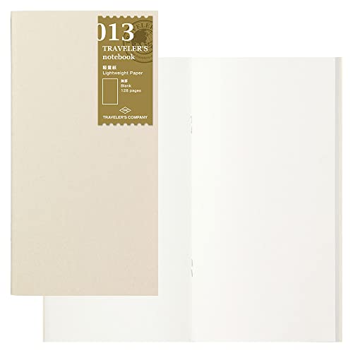 Traveler's Company Traveler's Notebook Refill 013, Lightweight Blank Paper, 128 Pages