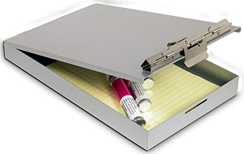 Saunders Silver Memo Size Aluminum Redi Rite Storage Clipboard with 1 Inch Storage Compartment and Self Locking Latch - Form Holder Perfect for Contractors, Truckers, and Office Use