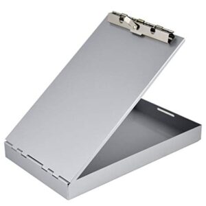 Saunders Silver Memo Size Aluminum Redi Rite Storage Clipboard with 1 Inch Storage Compartment and Self Locking Latch - Form Holder Perfect for Contractors, Truckers, and Office Use