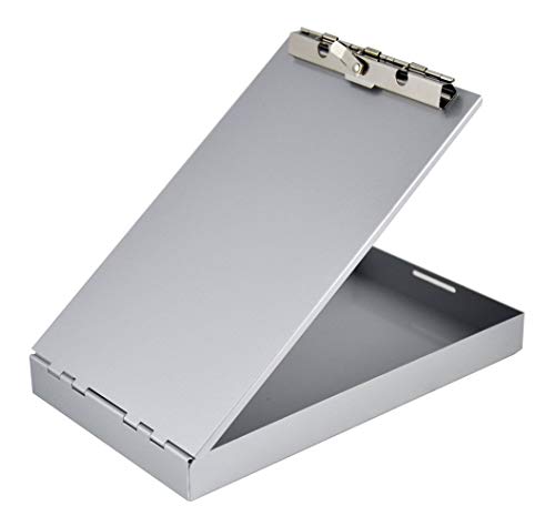 Saunders Silver Memo Size Aluminum Redi Rite Storage Clipboard with 1 Inch Storage Compartment and Self Locking Latch - Form Holder Perfect for Contractors, Truckers, and Office Use