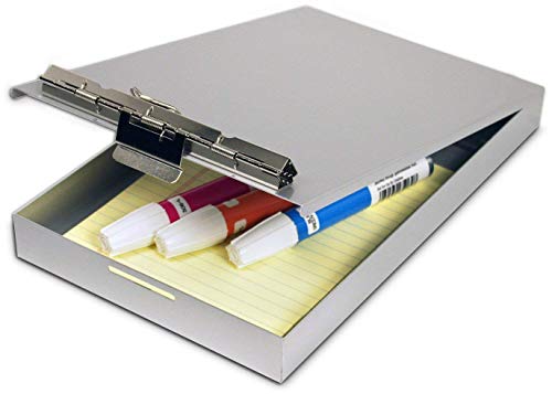 Saunders Silver Memo Size Aluminum Redi Rite Storage Clipboard with 1 Inch Storage Compartment and Self Locking Latch - Form Holder Perfect for Contractors, Truckers, and Office Use