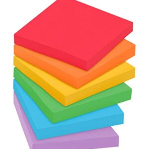 Post-it Super Sticky Notes, 3x3 in, 6 Pads, 2x the Sticking Power, Playful Primaries Collection, Primary Colors (Red, Yellow, Green, Blue, Purple), Recyclable(654-6SSAN)