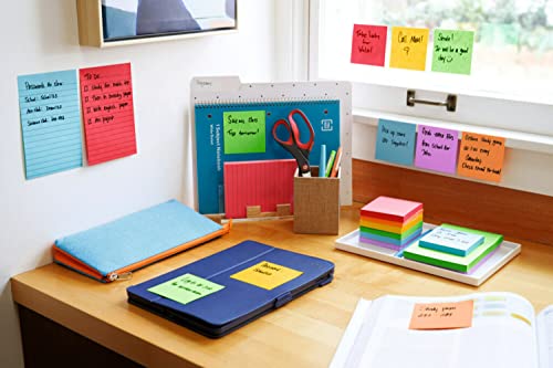 Post-it Super Sticky Notes, 3x3 in, 6 Pads, 2x the Sticking Power, Playful Primaries Collection, Primary Colors (Red, Yellow, Green, Blue, Purple), Recyclable(654-6SSAN)