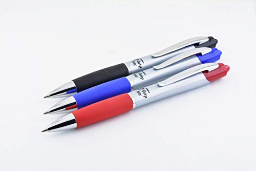 Zebra Pen Z-Grip MAX Retractable Ballpoint Pen, Medium Point, 1.0mm, Silver Barrel, Blue Ink, 12 Pack