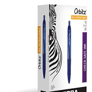 Zebra Pen Orbitz Gel Retractable Rollerball Pen, Medium Point, 0.7mm, Blue Ink, 12-Count