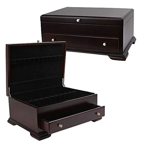 Wallace Dark Walnut Single Drawer Footed Flatware Storage Chest