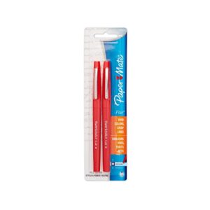 paper mate flair porous-point felt tip pen, medium tip, 2-pack, red (8422452pp)