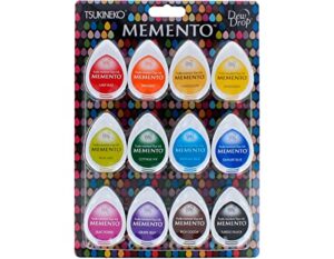 tsukineko md-012-100 12-piece assortment memento dew drops fade-resistant, gum drops