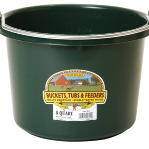 Miller Manufacturing P8GREEN Plastic Round Back Bucket for Horses, 8-Quart, Green