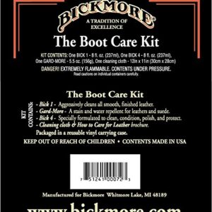 Bickmore Boot Care Kit - Bick 1 Bick 4 & Gard-More - Leather Lotion Cleaner Conditioner & Protector - for Cleaning Softening and Protecting Boots Shoes Handbags Purses Jackets and More