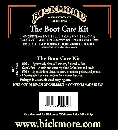 Bickmore Boot Care Kit - Bick 1 Bick 4 & Gard-More - Leather Lotion Cleaner Conditioner & Protector - for Cleaning Softening and Protecting Boots Shoes Handbags Purses Jackets and More