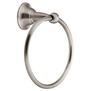 moen dn6886bn sage single post bathroom hand -towel ring, spot resist brushed nickel