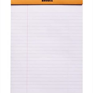 Rhodia Classic French Paper Pads Ruled with Margin 6 in. x 8 1/4 in. Orange (16600C)