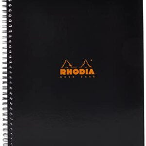 Rhodia Wirebound Notebook 8.8 X11.75 Inches Black Grid, Satin