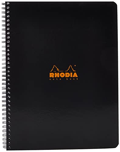 Rhodia Wirebound Notebook 8.8 X11.75 Inches Black Grid, Satin