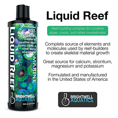 Brightwell Aquatics Liquid Reef - Concentrated Reef Builder for Coralline Algae, Corals, Clams & Other Marine Invertebrates, 500-ml