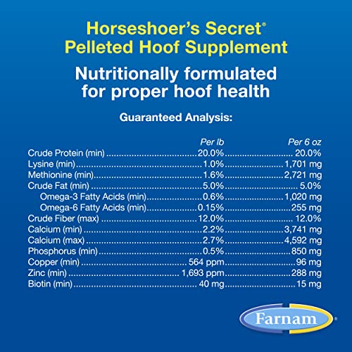 Farnam Horseshoer's Secret Pelleted Hoof Supplements, Promotes healthy hoof growth, maintains hoof walls & supports cracked hooves, 11 lbs., 30 day supply