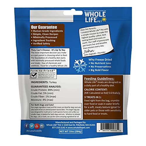 Whole Life Pet Just One Turkey Dog and Cat Value Packs - Human Grade, Freeze Dried, One Ingredient - Protein Rich, Grain Free, Made in The USA