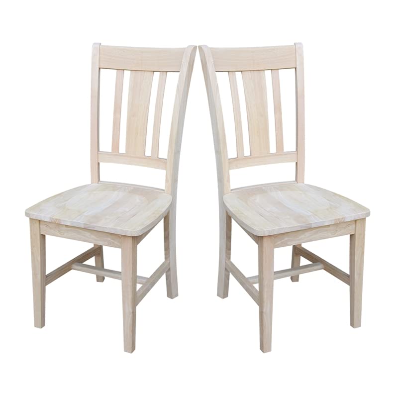 International Concepts Pair of Slat Back Chairs, Unfinished