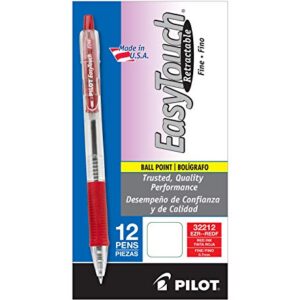 PILOT EasyTouch Refillable & Retractable Ballpoint Pens, Fine Point, Red Ink, 12-Pack (32212)