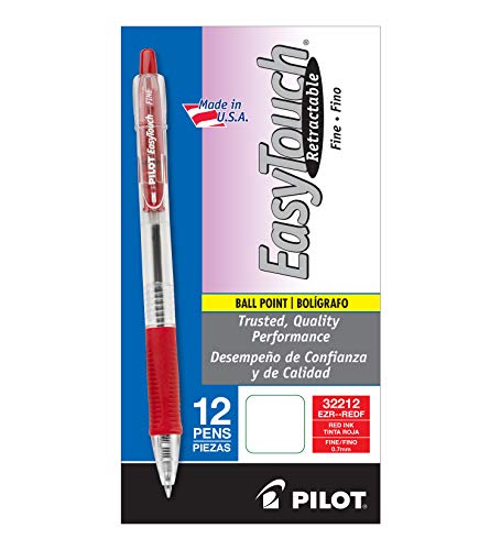 PILOT EasyTouch Refillable & Retractable Ballpoint Pens, Fine Point, Red Ink, 12-Pack (32212)