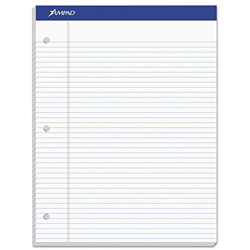 Ampad Double Sheet Writing Pads, Narrow Ruled, Size 8.5 x 11.75 Inches, White Paper, 100 Sheets Per Pad (20-346)