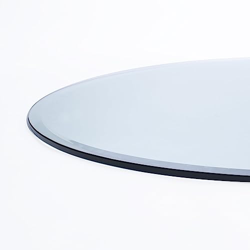 28" Round Clear Tempered Glass Table Top 1/2" Thick 1" Beveled Edge