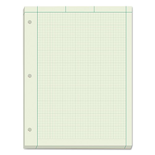 TOPS Engineering Computation Pad, 8-1/2" x 11", Glue Top, 5 x 5 Graph Rule on Back, Green Tint Paper, 3-Hole Punched, 200 Sheets (35502)