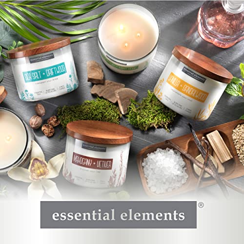 Essential Elements Vanilla and Sandalwood Scented Jar Candles, 9 oz, White, 9 Ounce