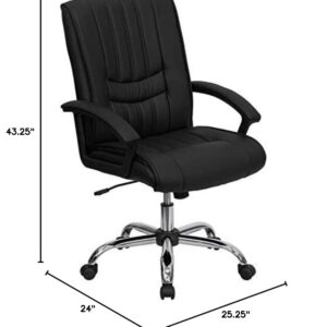 Flash Furniture Hansel Mid-Back Black LeatherSoft Swivel Manager's Office Chair with Arms